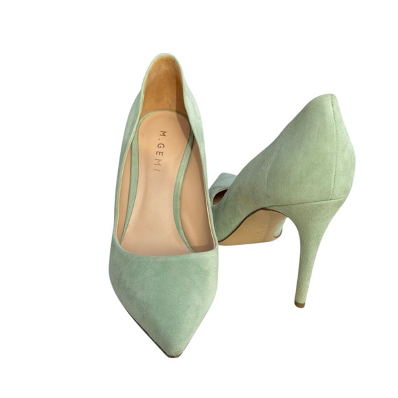 M. Gemi | Shoes | New M Gemi Teal Suede Pumps Pointed Toe Leather ...